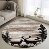 Deer Silhouettes Round Area Rug 3Ft Washable Small Circle Rugs for ...