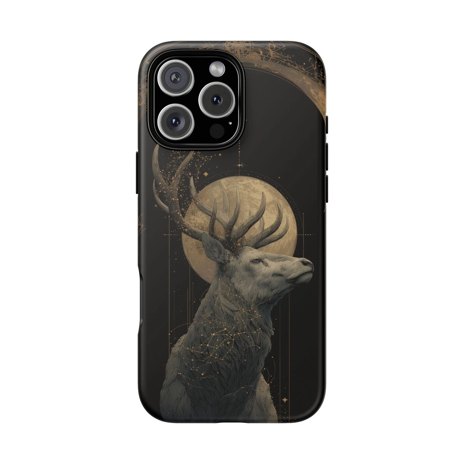 Deer Stag Antlers Moon Night Scene Case for iPhone 17 through 11 Pro ...