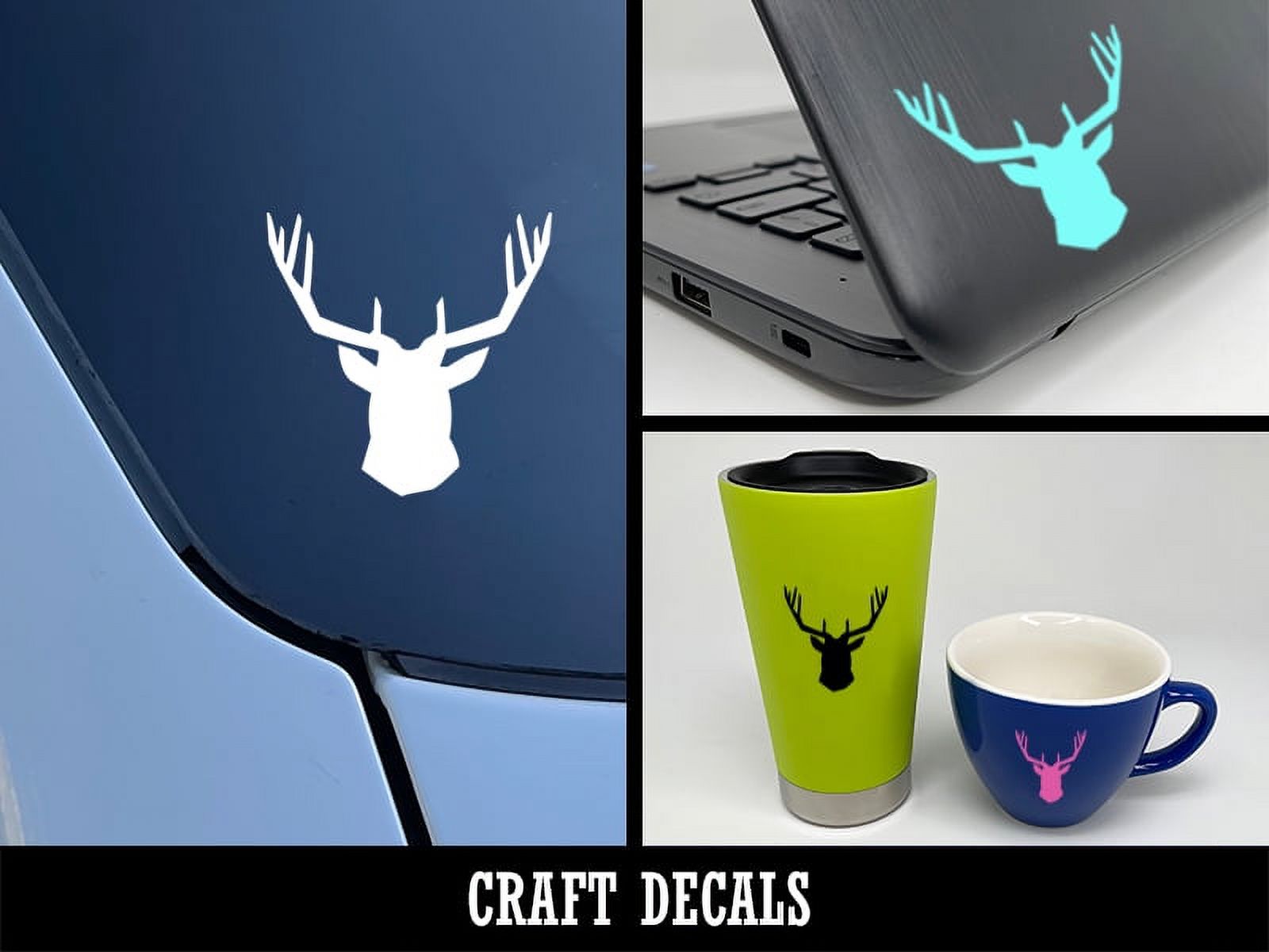 Deer Stag Head Solid Craft Vinyl Indoor Outdoor Decal Sticker - Black ...