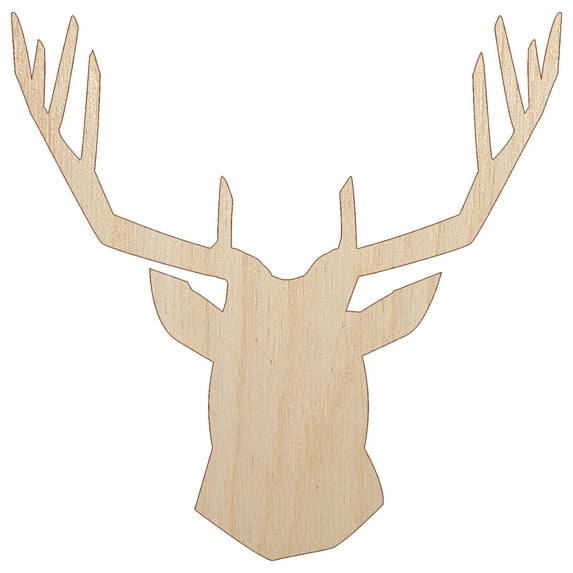 Deer Stag Head Solid Wood Shape Unfinished Piece Cutout Craft DIY ...
