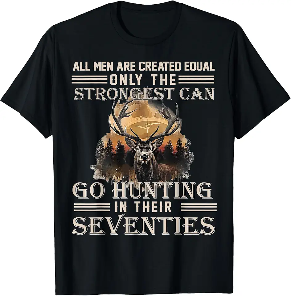 Deer Stag Hunting in Seventies Quote Graphic for Men Casual T-Shirt ...