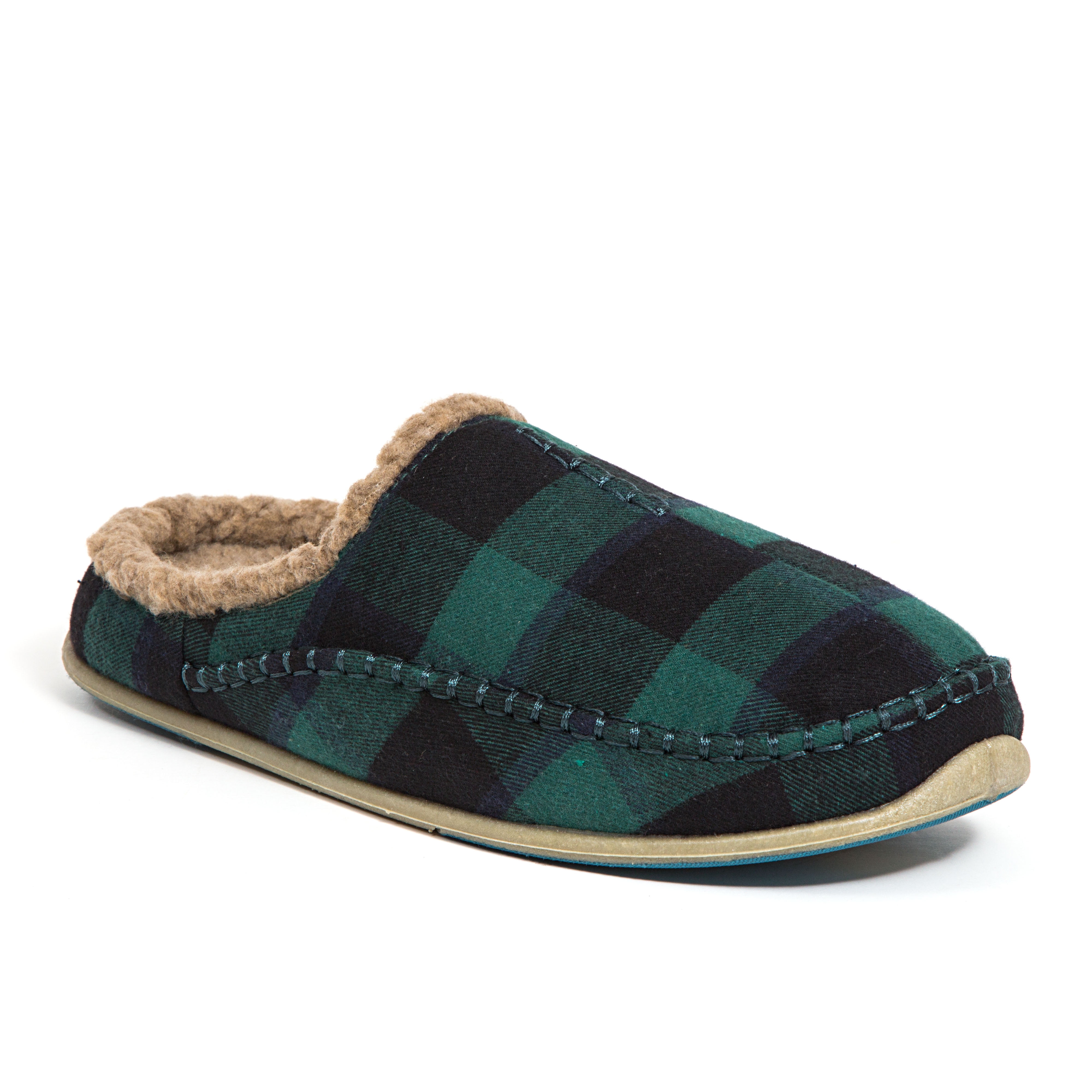 Deer Stags Unisex Nordic Plaid Slipper - Dark Green/Black - 15 Wide ...