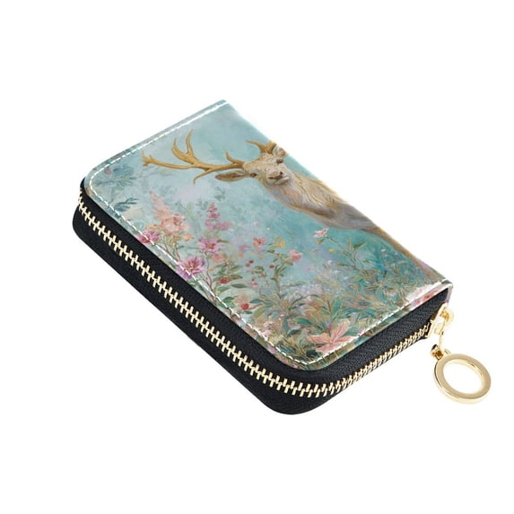 Deer Standing in Dreamy Garden Women's Credit Card Holder PU Leather ...