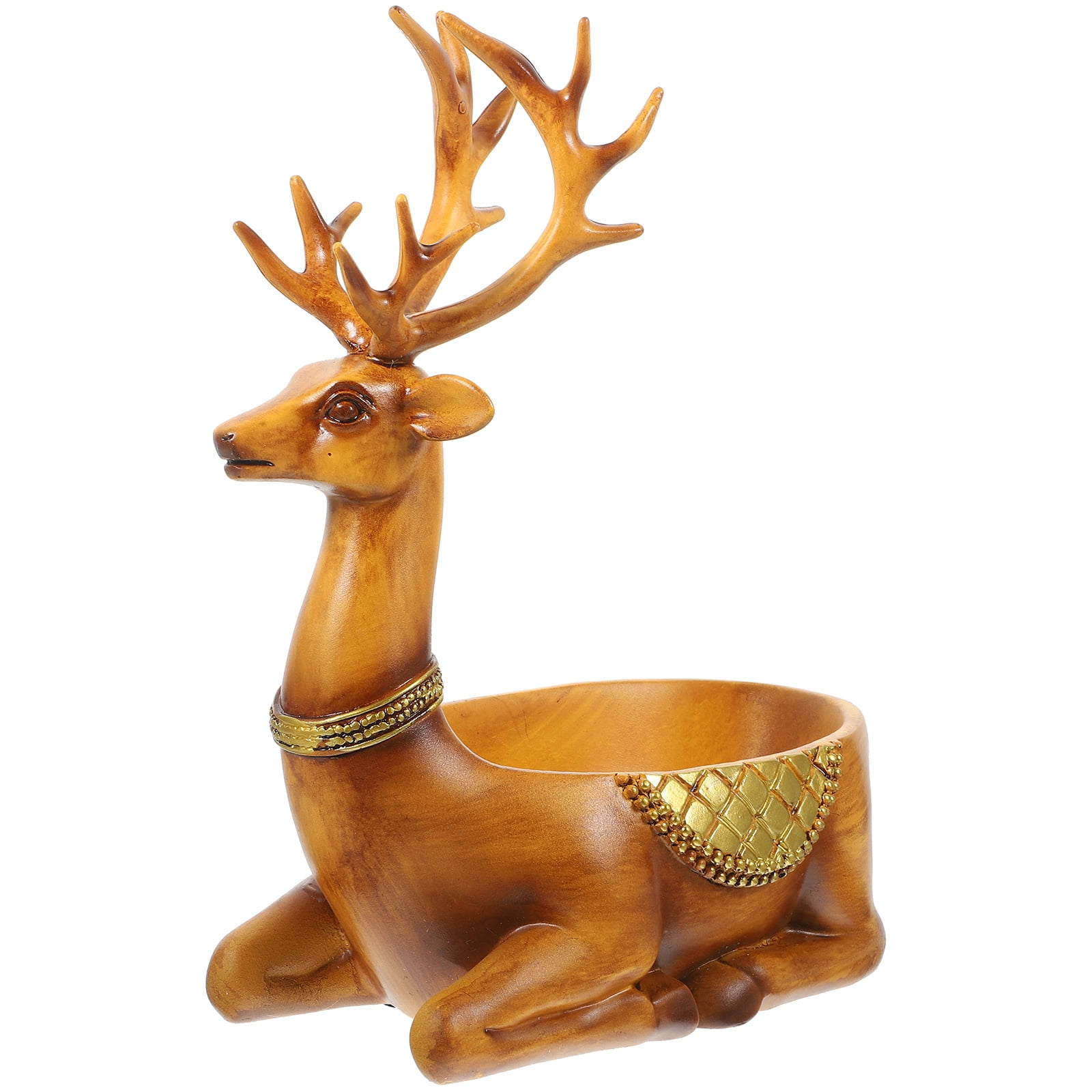 Onaparter Deer Storage Box Ornament Resin Desktop Figurine Trinket Dish ...