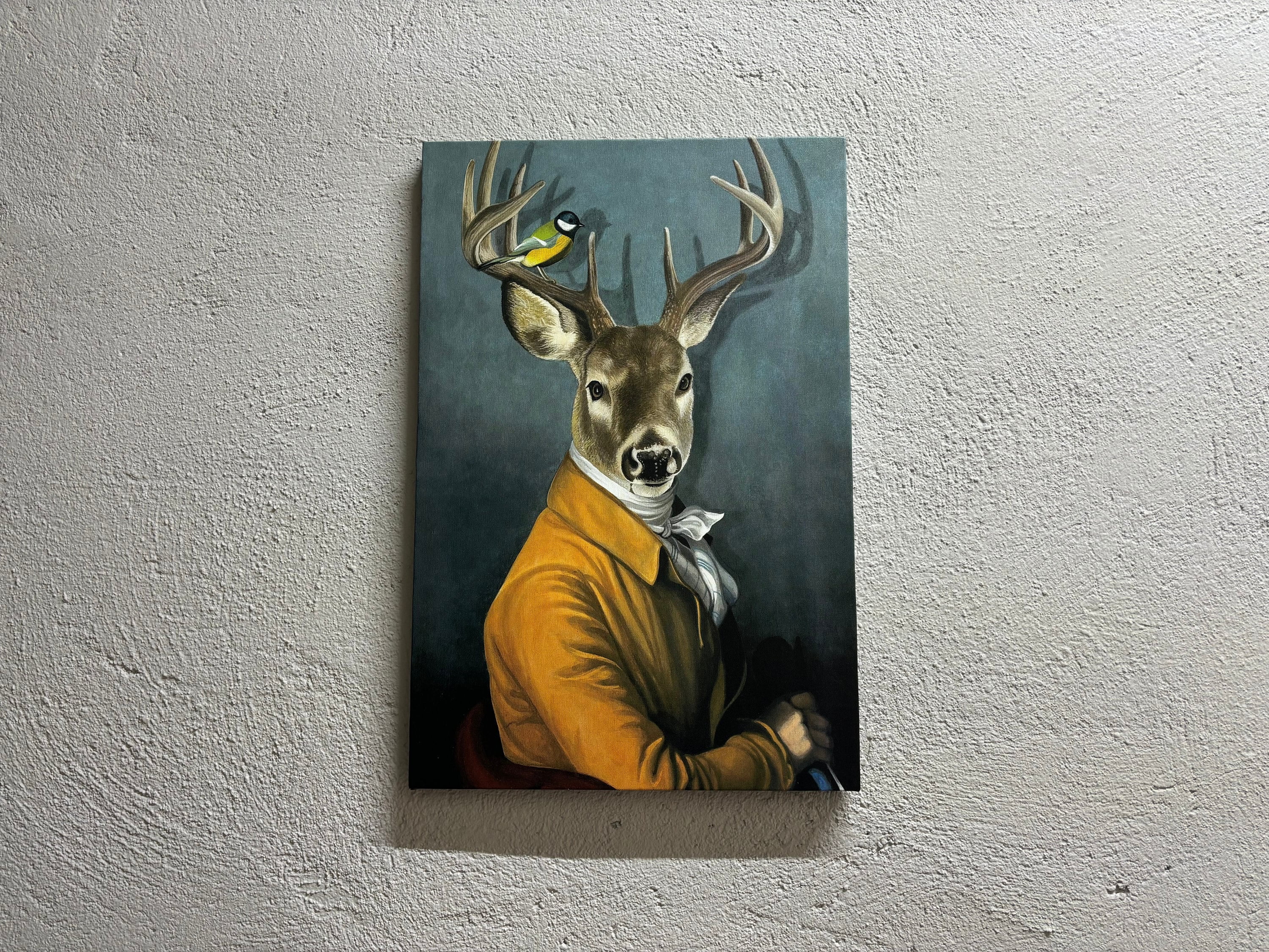 Deer in Suit, Wall Decor, Large Wall Art, Canvas Home Decor, Abstract ...