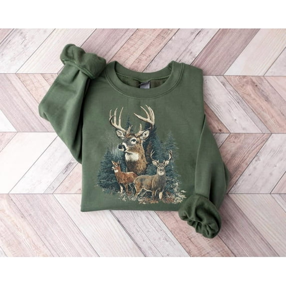 Deer Sweatshirt, 90's Retro Fall Buck And Doe Deer Sweater, Americana ...