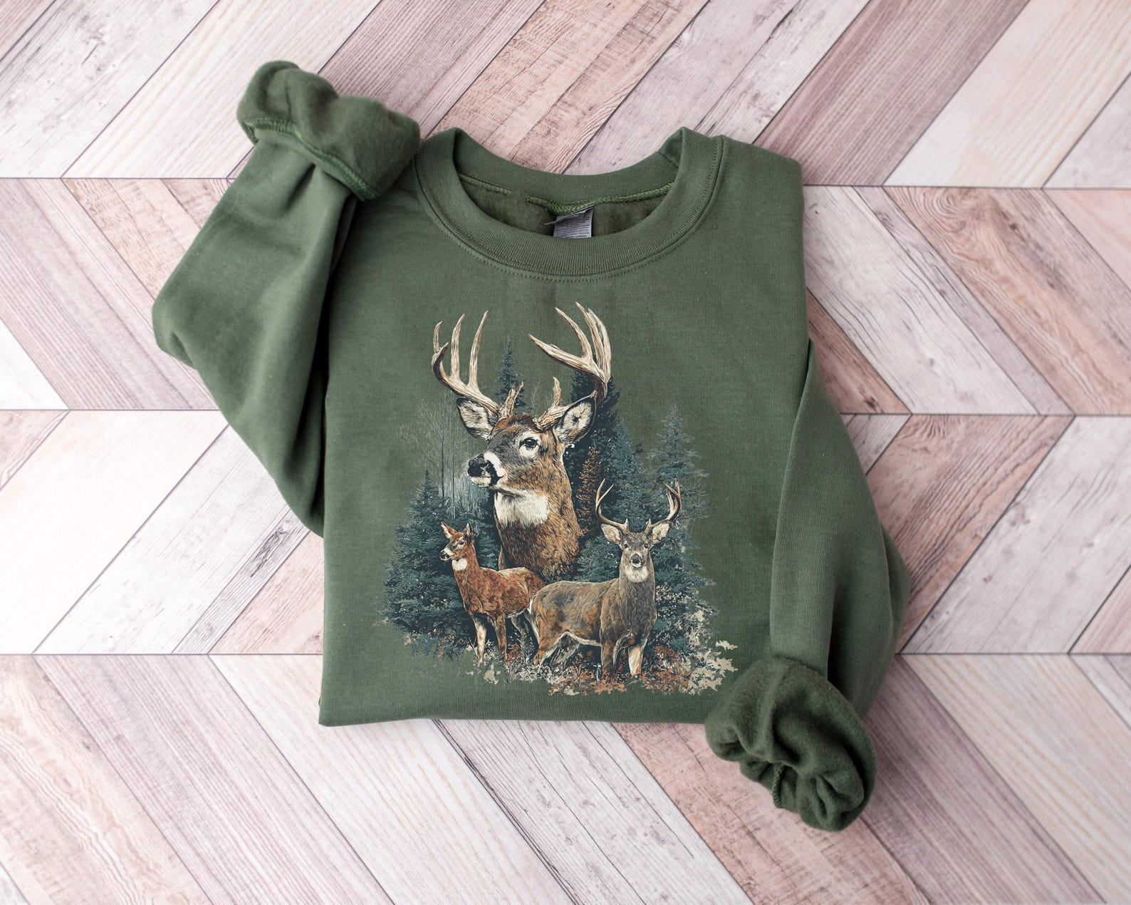 Deer Sweatshirt, 90's Retro Fall Buck And Doe Deer Sweater, Americana ...