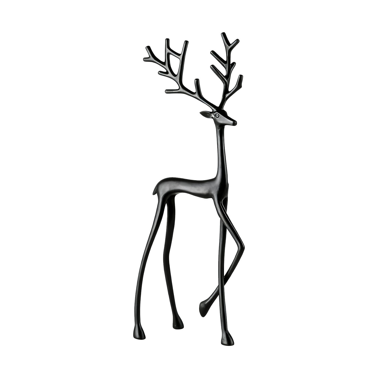 Deer Tabletop Decoration, Reindeer Statues Imitation Metal Resin Deer ...