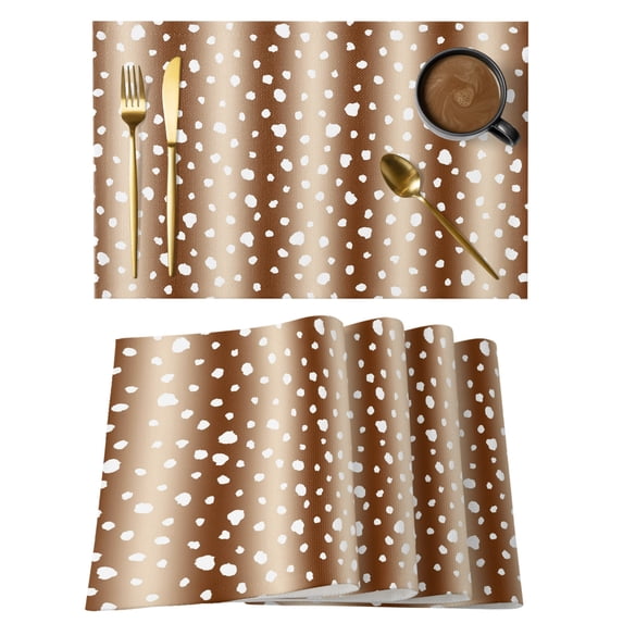 Deer Texture Cotton Linen Placemats Set of 6, Country Gradient Brown ...