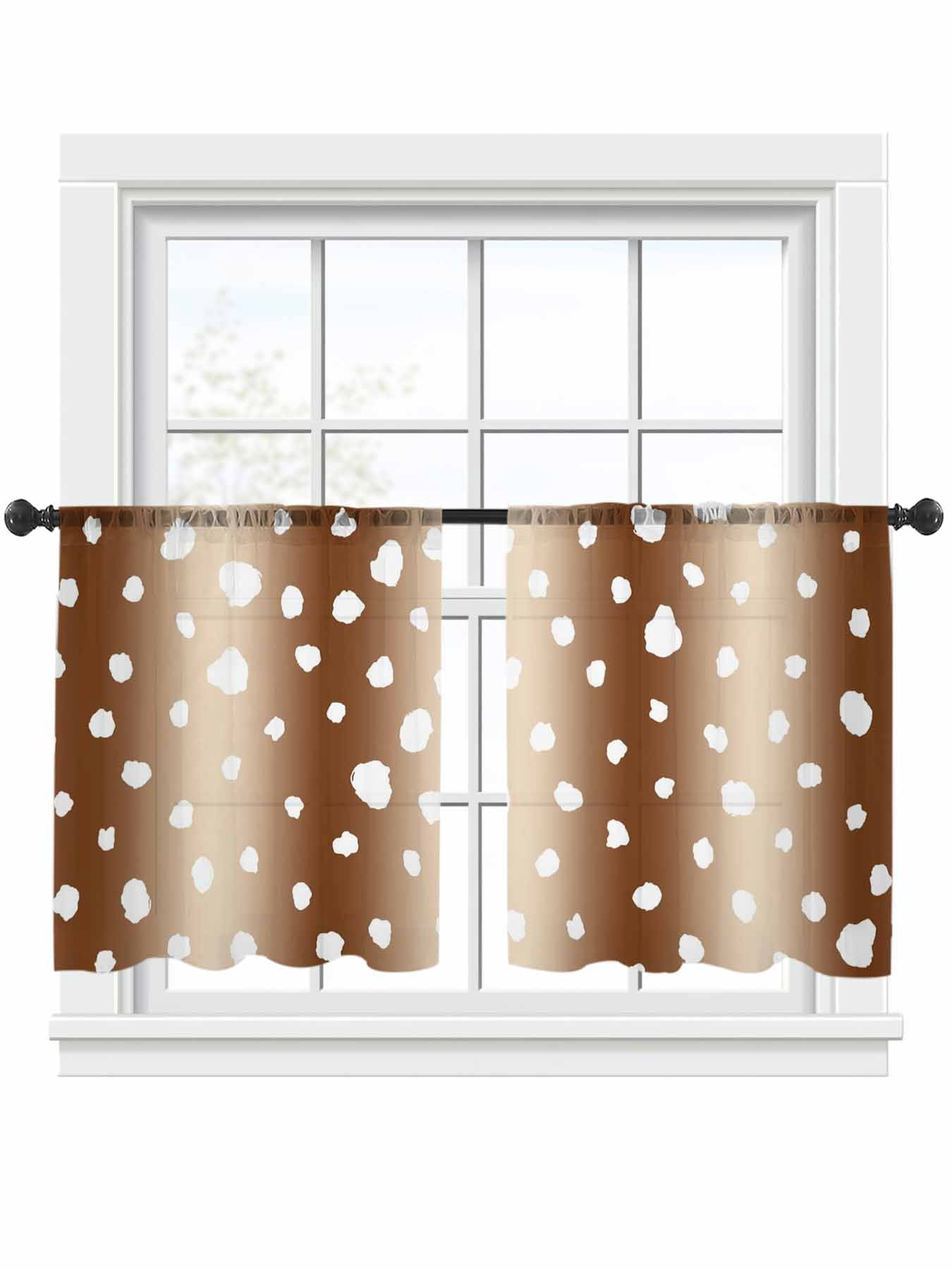 Deer Texture Sheer Curtains 2 Panels Set Country Gradient Brown Deer ...