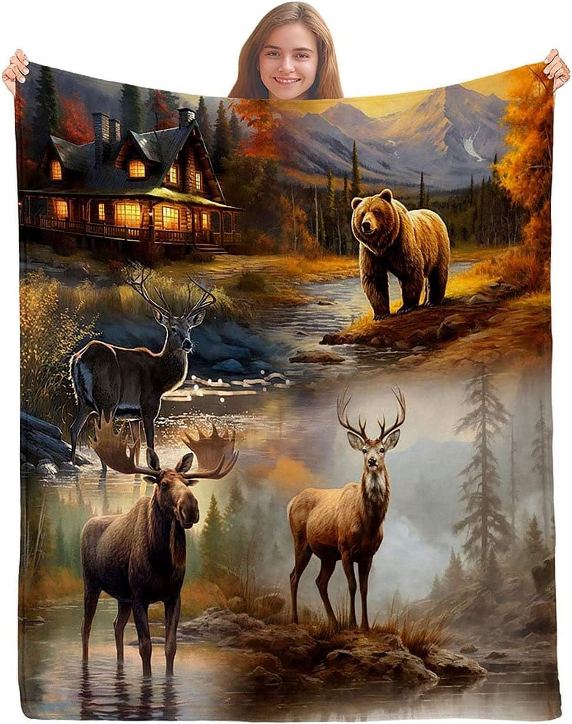 Deer Throw Blanket, Twin Blanket, Bear Blanket, Moose Blanket, Cabin ...
