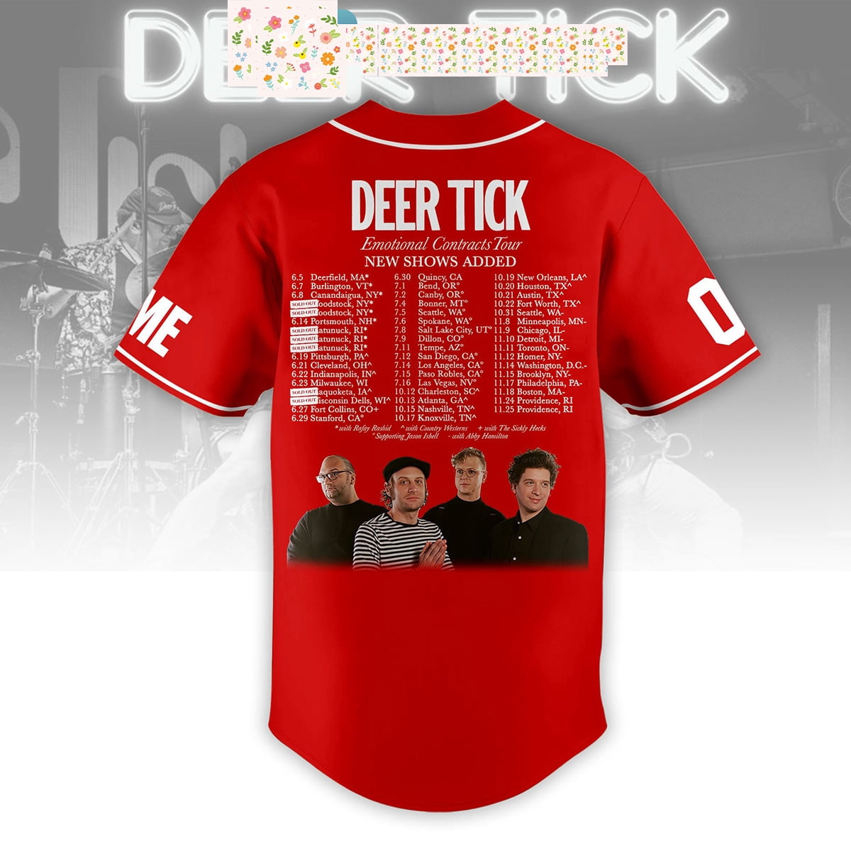 Deer Tick Emotional Contracts Tour Personalized Red Design Baseball ...