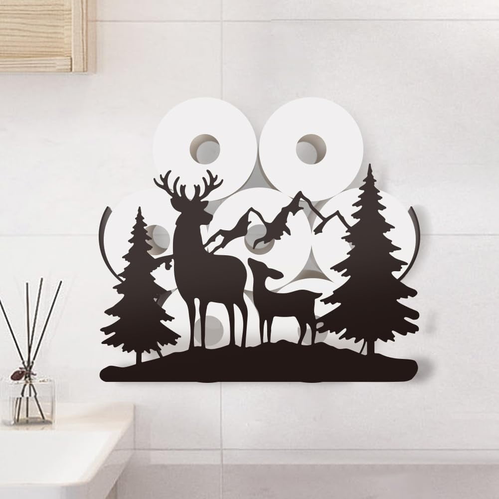Deer Toilet Paper Holder Metal Forest Animal Wall Mounted Toilet Paper ...