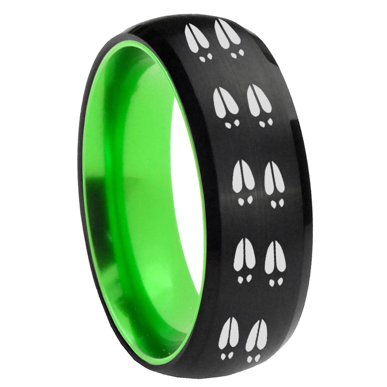 Deer Tracks 8MM Dome Black And Green Tungsten Men Ring - Walmart.com