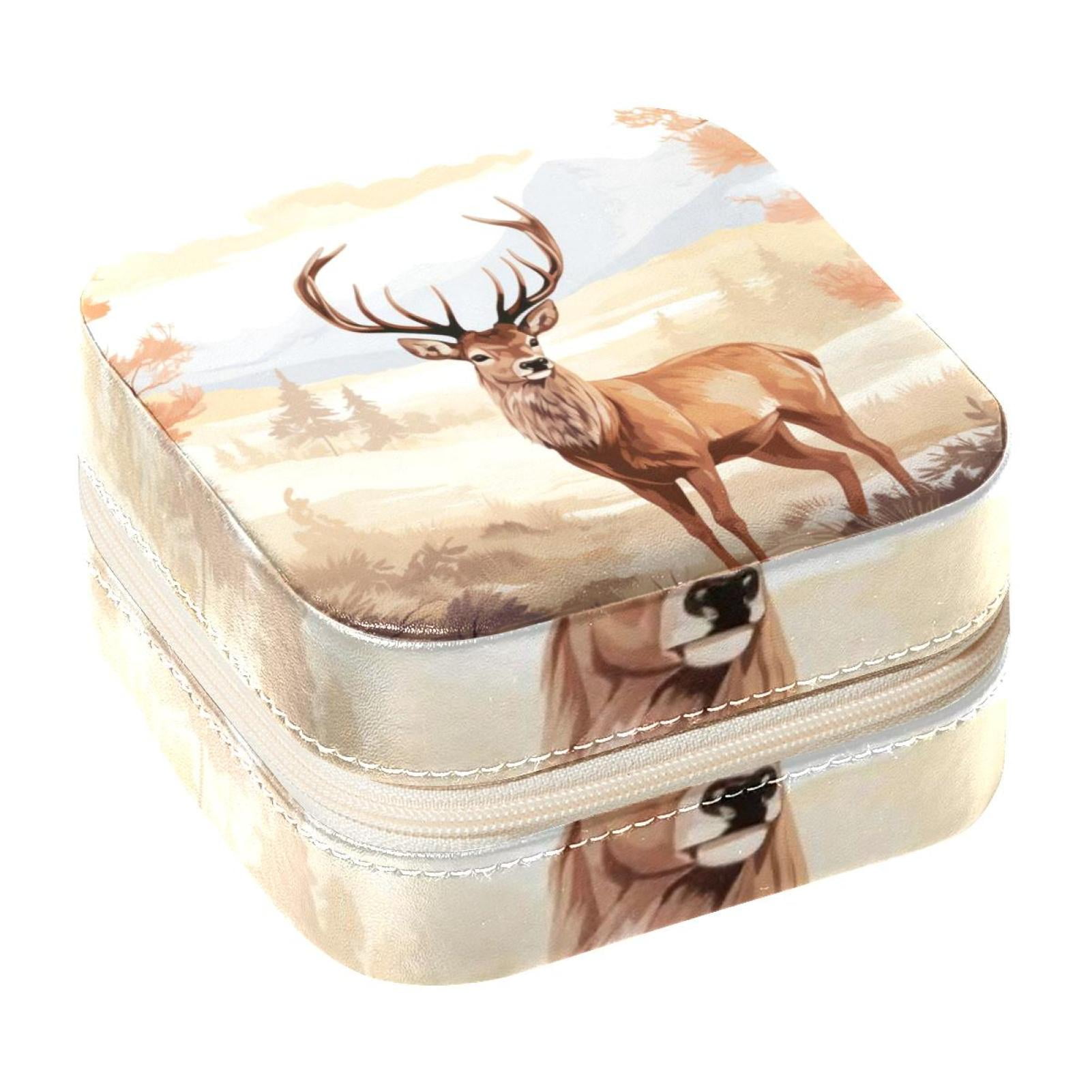 Deer Travel Portable Jewelry Box - Square Organizer Box with Bracelet ...