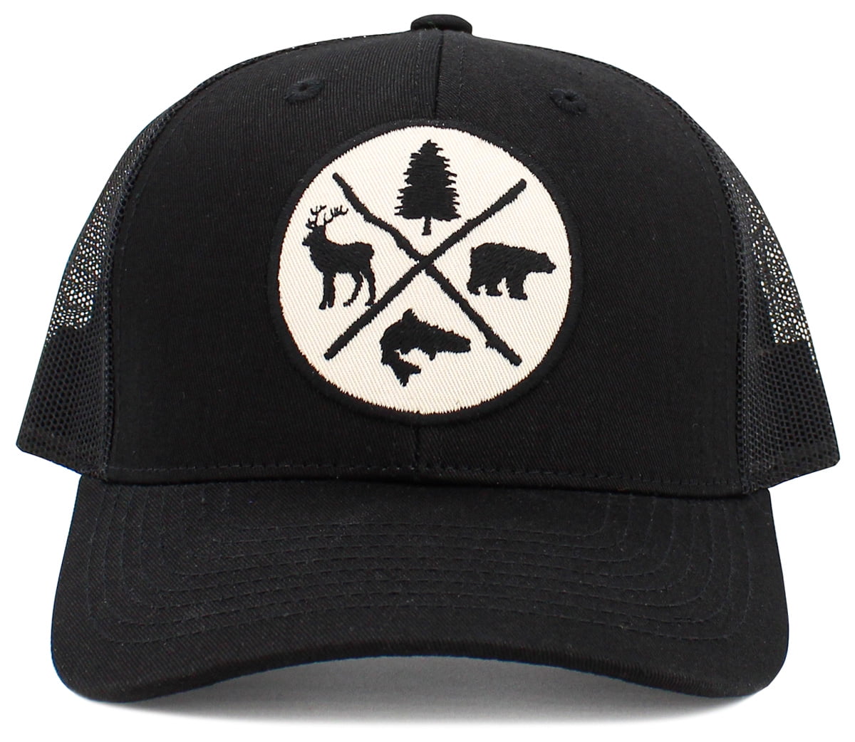 Deer Tree Bear Fish Outdoor Patch Mesh Back Trucker Baseball Cap Hat ...