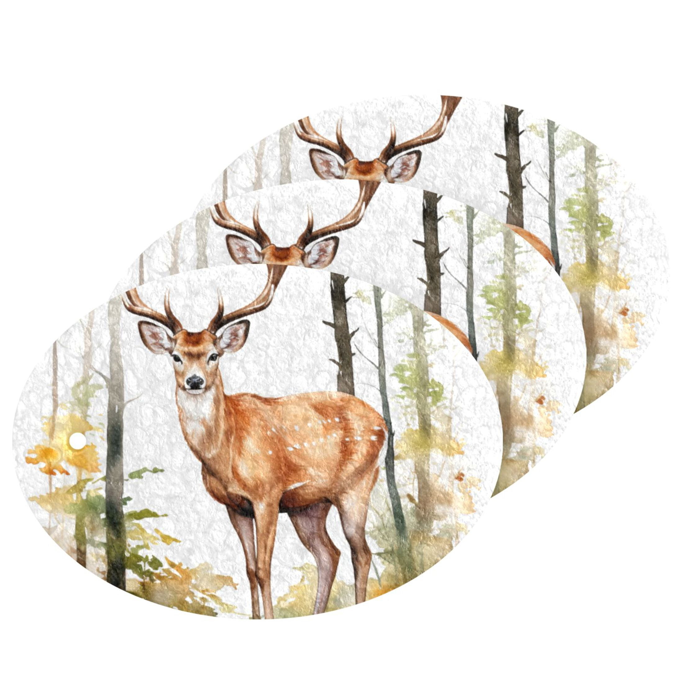 Deer Trees Leaves 3 Pack Dish Sponges Bulk Natural Sponges Compressed ...