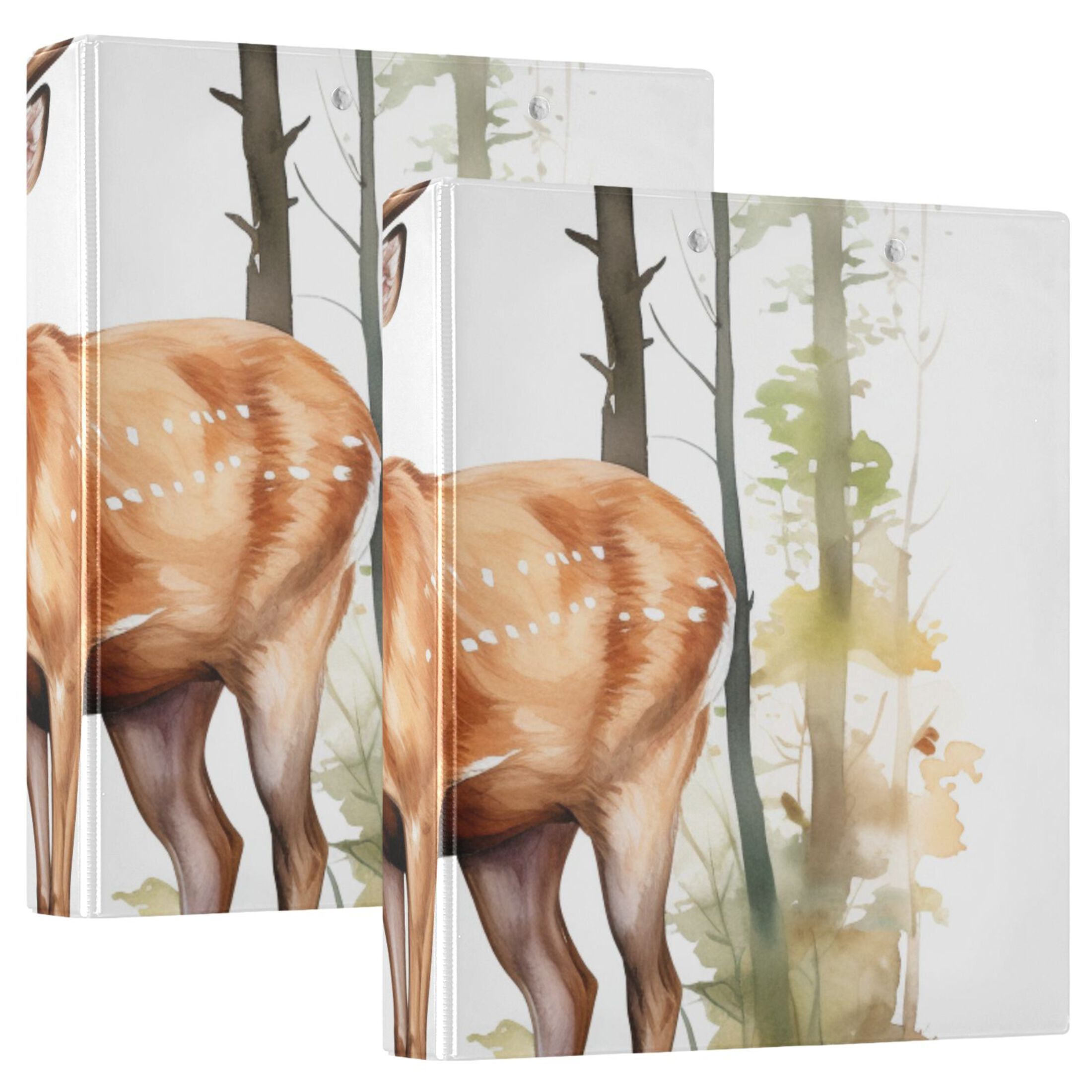 Deer Trees Leaves 3 Ring Binders 1.5 inch Hardcover File Folders with Interior Pockets A4 Size ...