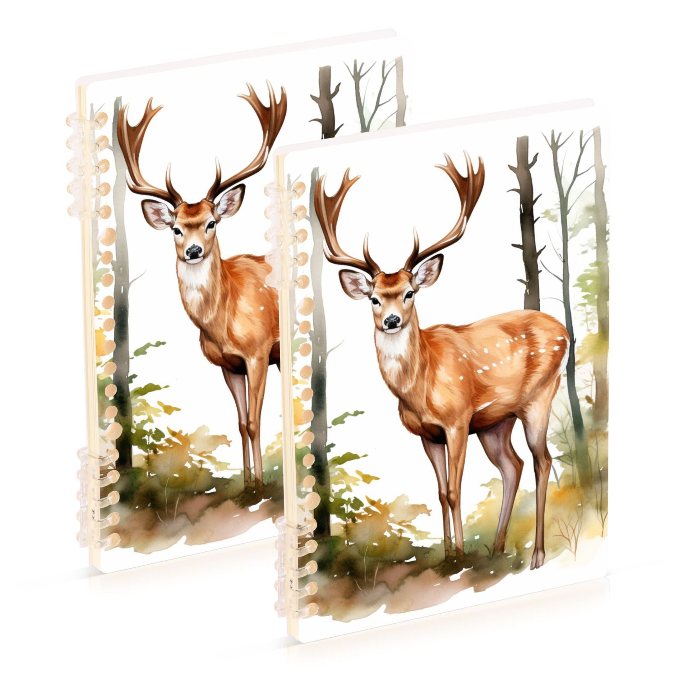 Deer Trees Leaves Ring Binder Notebook Journey Note Diary College Ruled Spiral Notebook Study ...