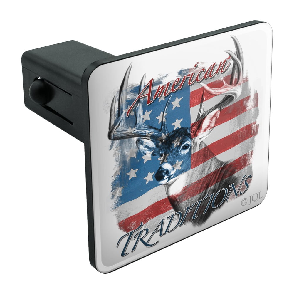 Deer USA Flag American Traditions Hunting Tow Trailer Hitch Cover Plug ...