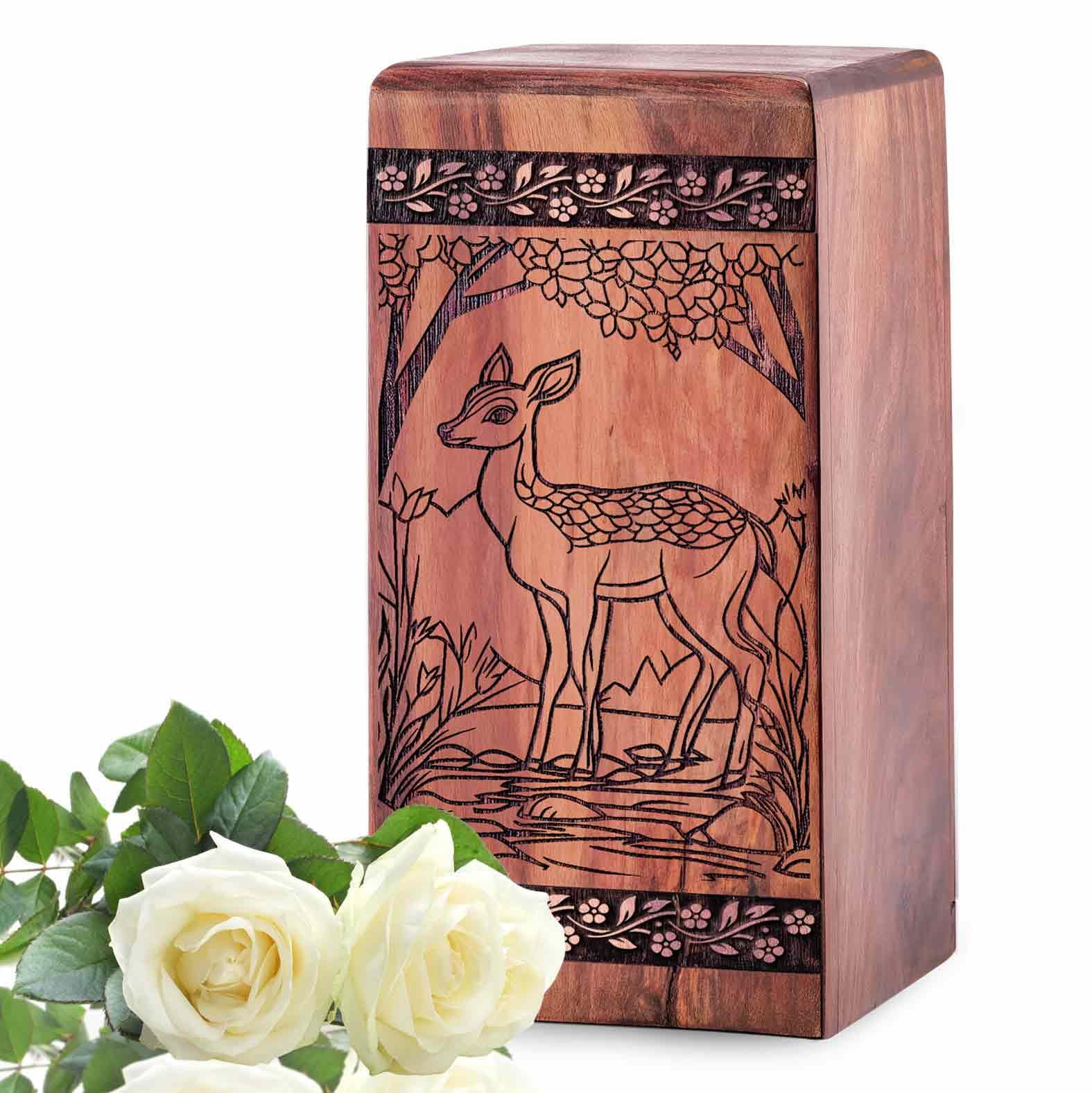 Deer Urn - Urn For Ashes - Wood Cremation Urns For Family Ash ...