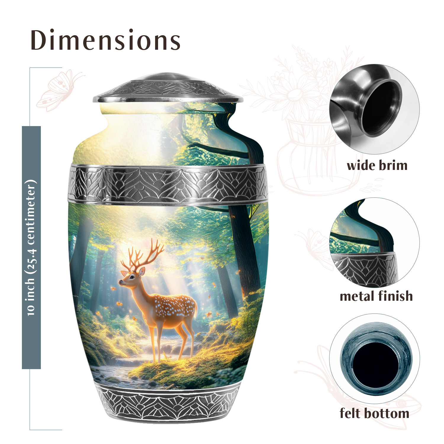 Deer Urn for Adult Ashes, 10-Inch Decorative Cremation Urn for Father ...