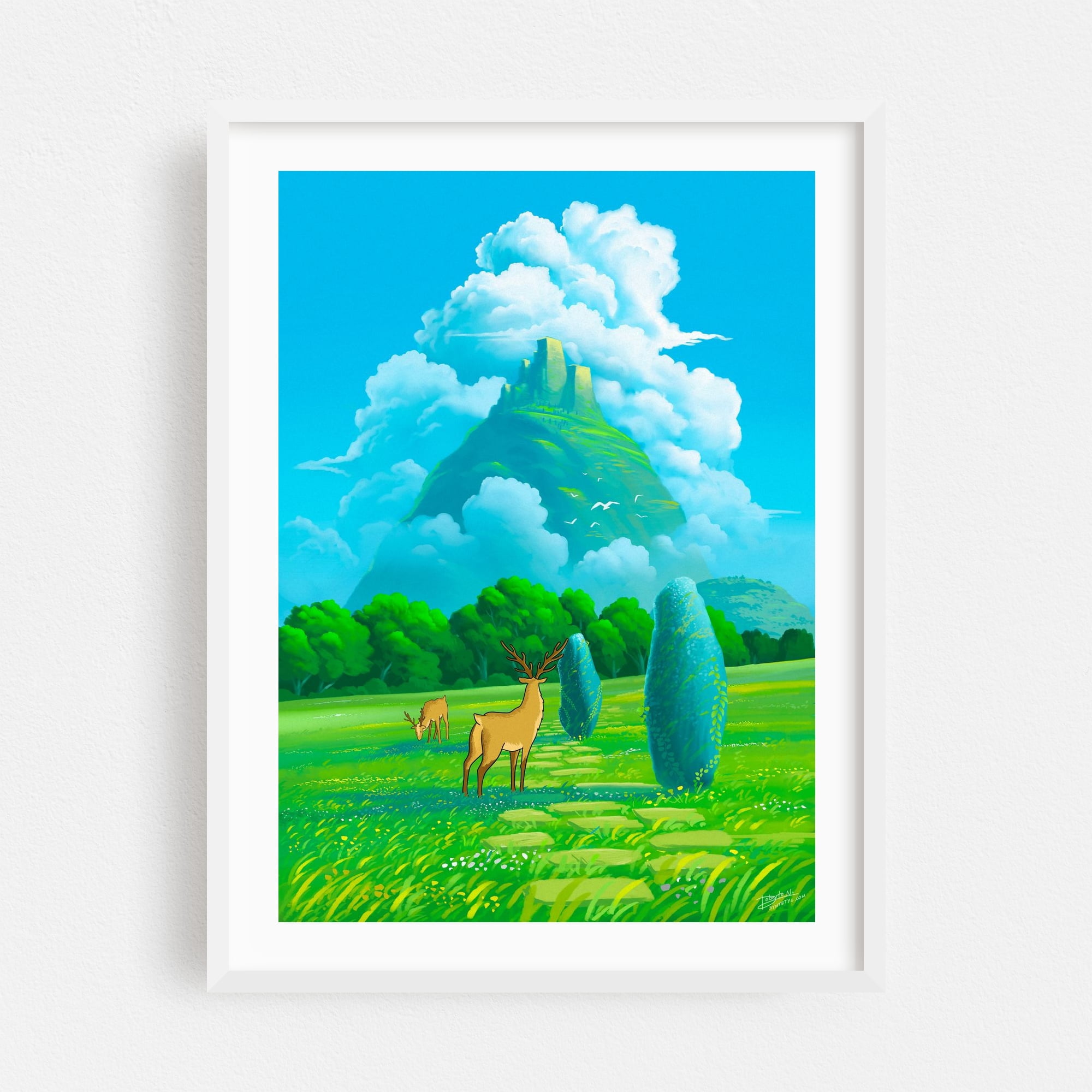 Deer Valley - Illustration Landscape Nature Deer Mountain Wildlife ...