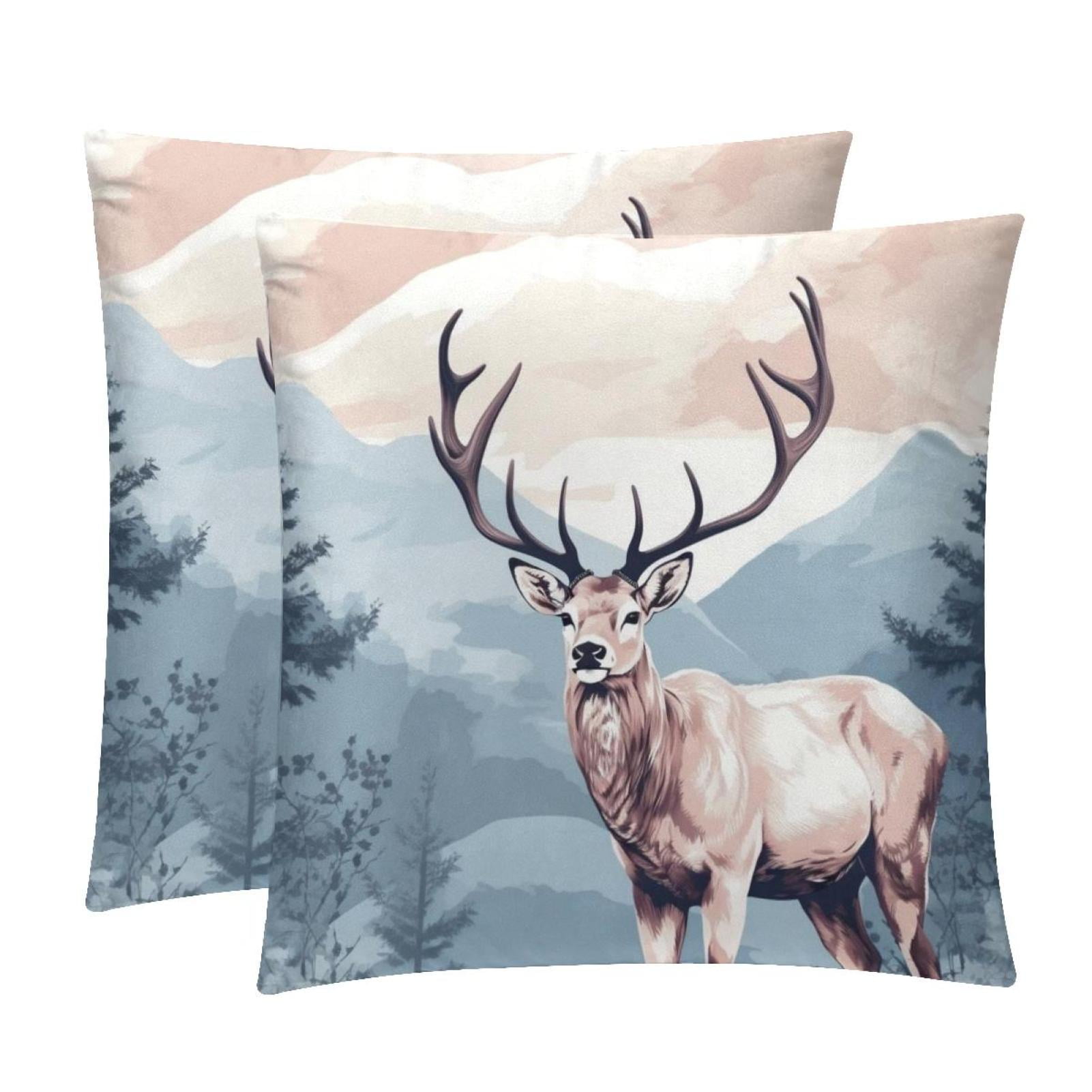 Deer Velvet Throw Pillow Covers Set of 2 | Unique Patterns in 16x16 ...