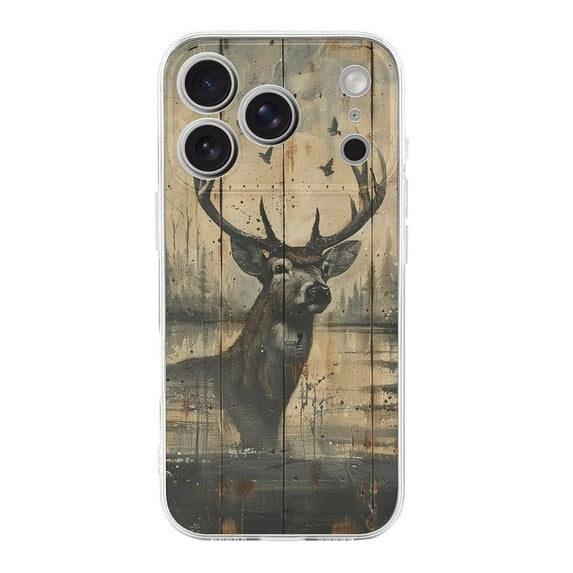 Deer Vintage Camo Art Black Phone Case Compatible with iPhone 17 Pro ...