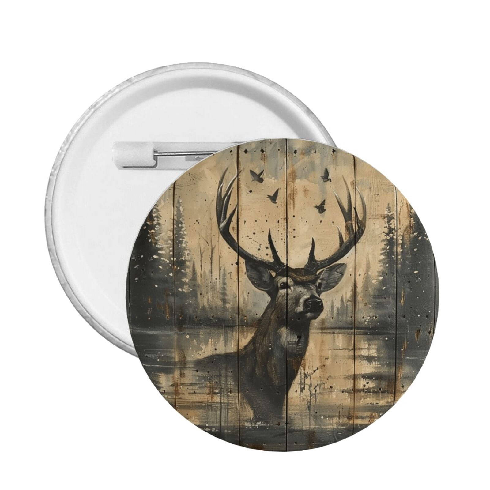 Deer Vintage Camo Art Black Round Button Pin Badge 5PCS Pinback Buttons ...