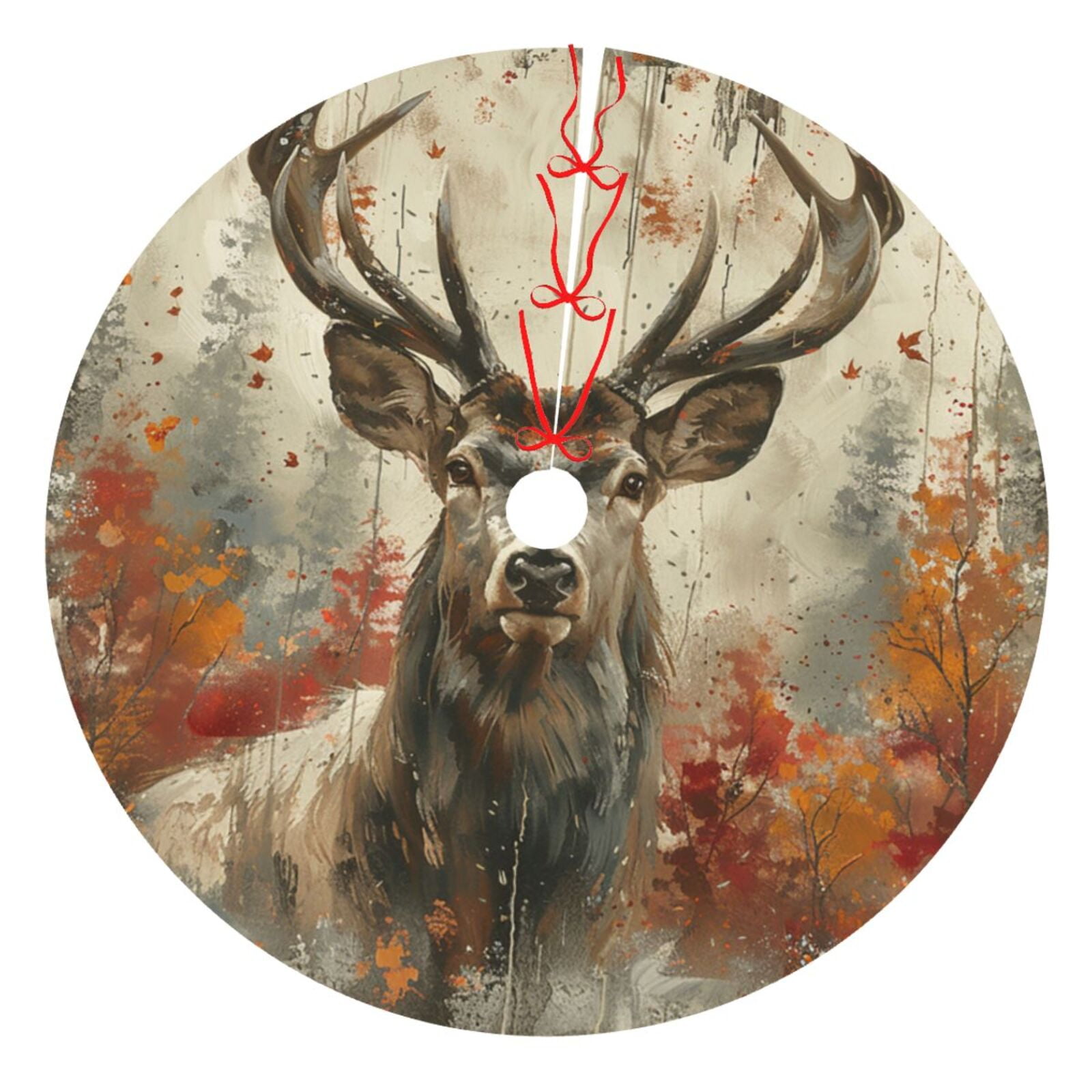 Deer Vintage Camo Pattern Art Christmas Tree Skirt Mat for Xmas ...