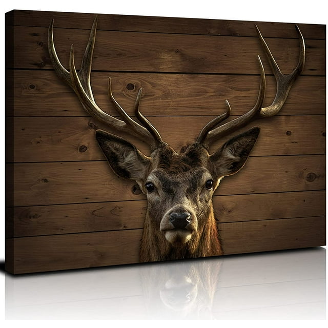 Deer Wall Art Country Cabin Wall Decor Deer Head Painting Wildlife Wall ...
