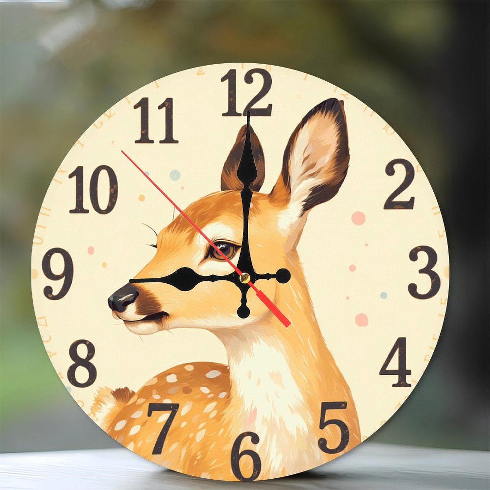 Deer Wall Clock Decorative Artwork Home Decor 10-Inch Silent Wooden ...