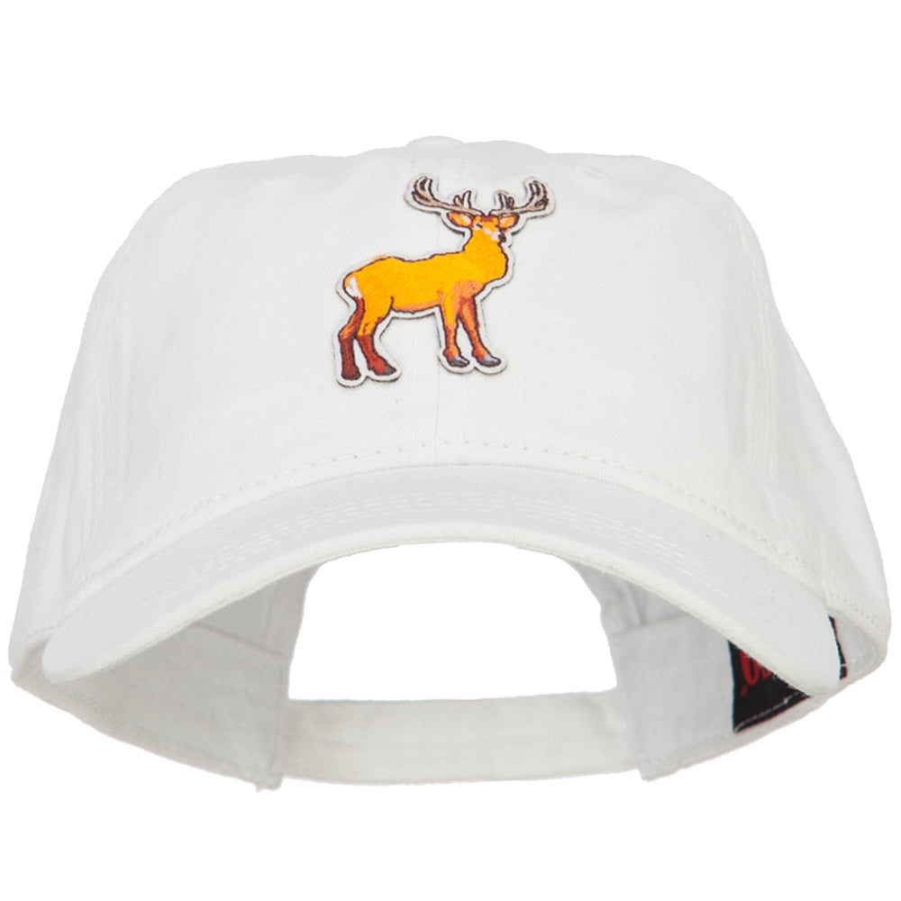 Deer Wild Animal Patched Washed Cotton Twill Cap - White OSFM - Walmart.com