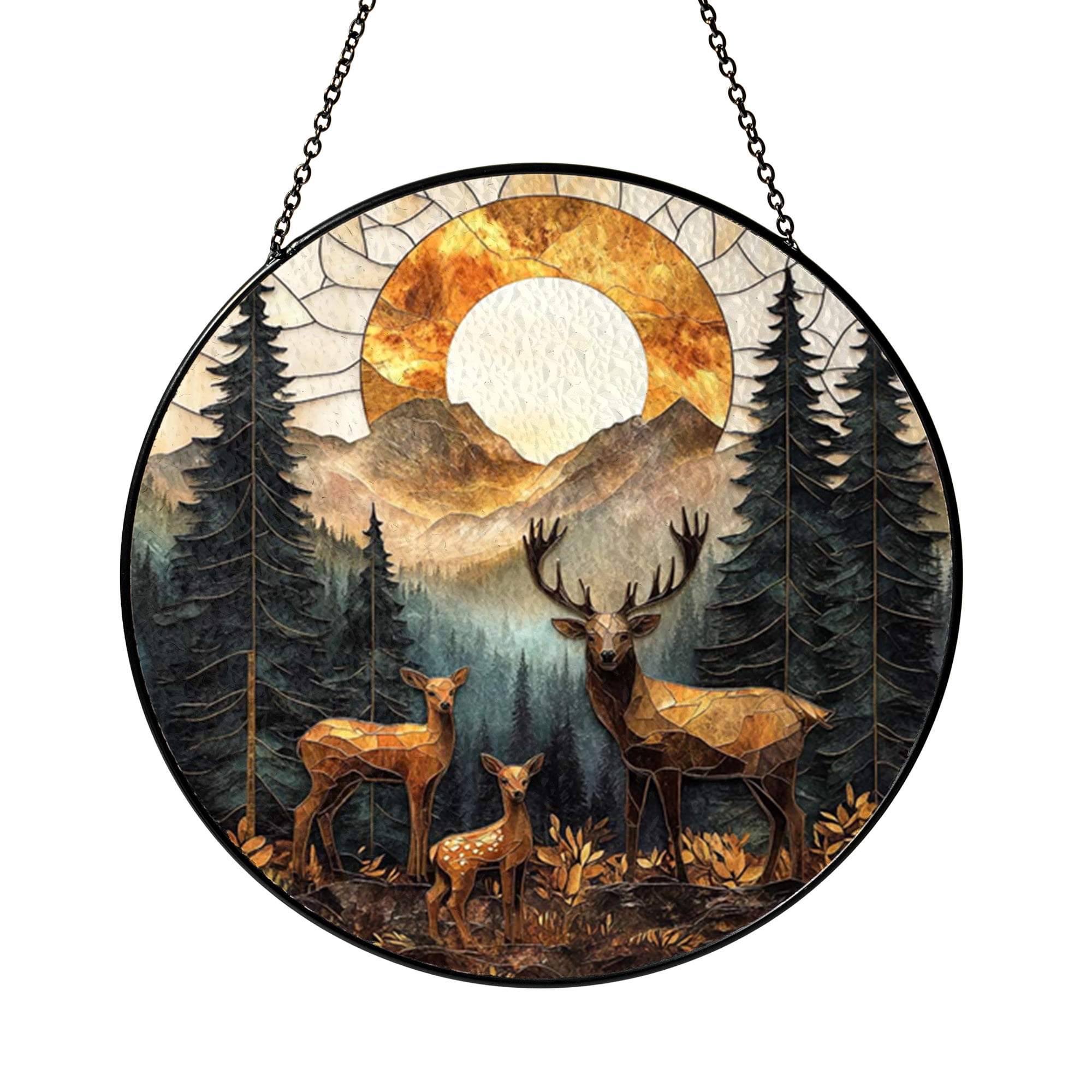 Deer Wildlife Window Art – Faux Stained Glass Hanging - Walmart.com
