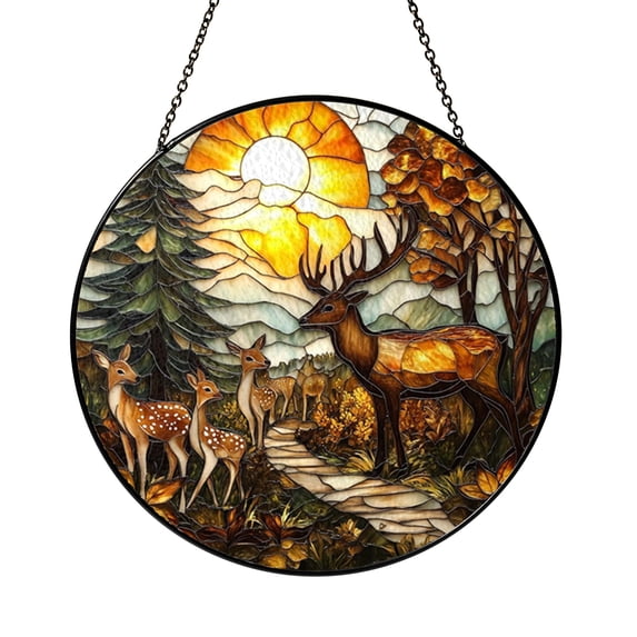 Deer Wildlife Window Art – Stained Glass Style Hanging - Walmart.com