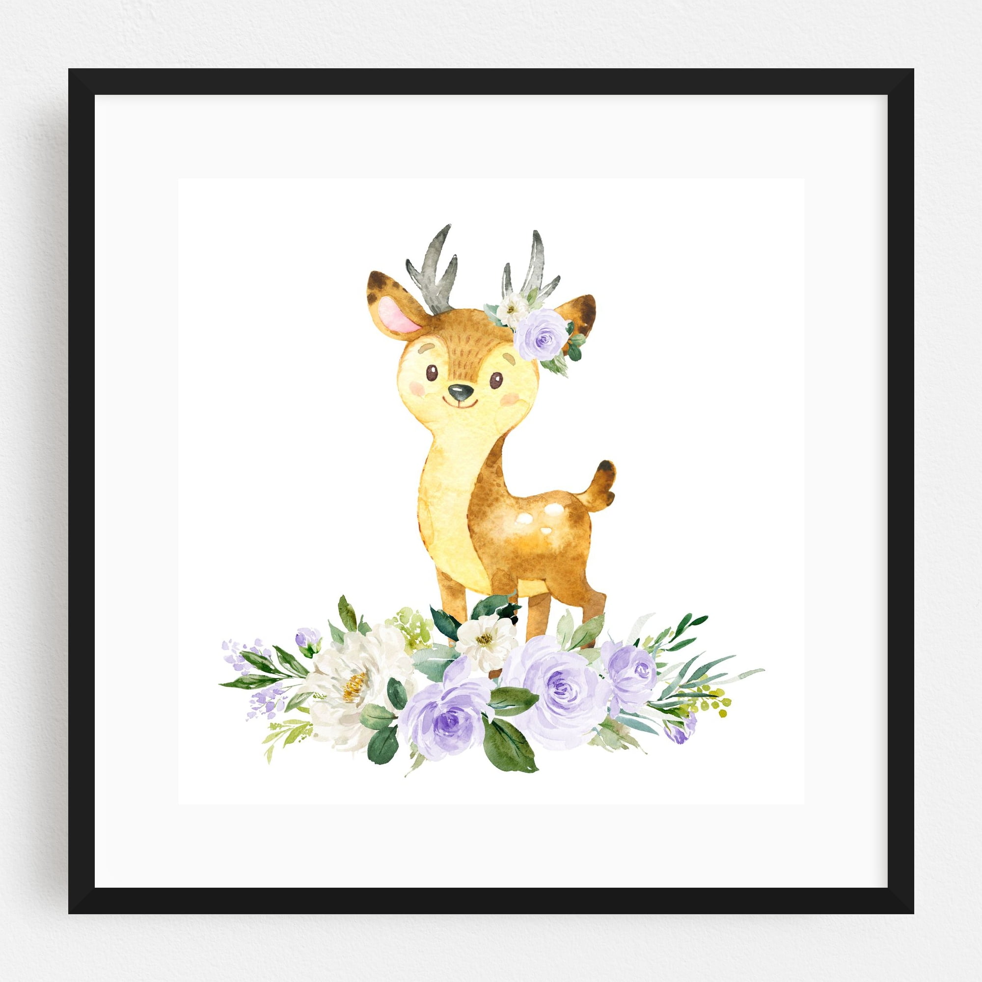 Deer, Woodland Animals, Forest Animals, Boho, Purple Flowers, Gender ...