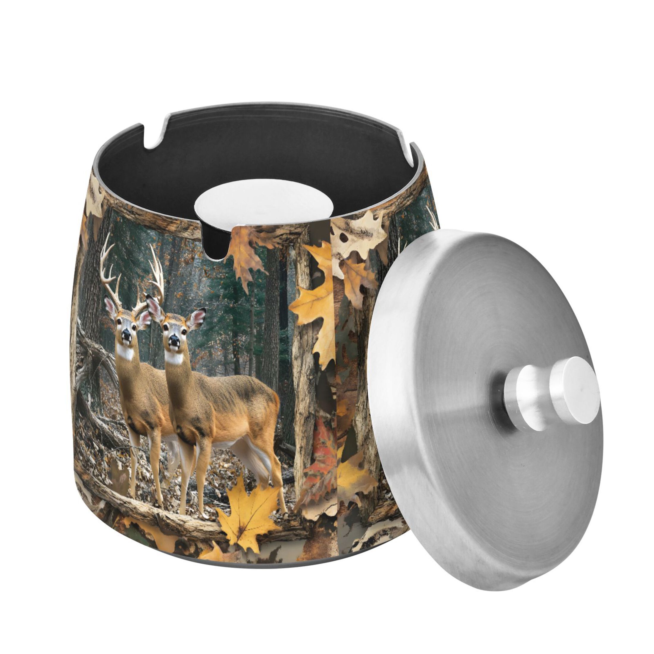 Deer Woods Ashtray with Lid Outdoor for Patio Stainless Steel Cigar ...