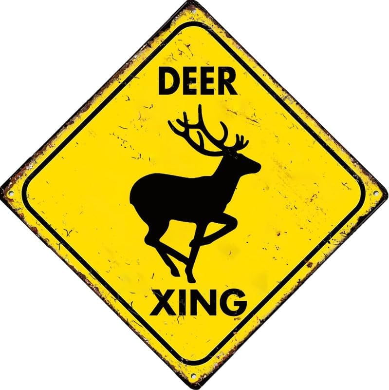 Deer Xing Crossing Sign For Home Office Bar Indoor Outdoor Wall Decor ...