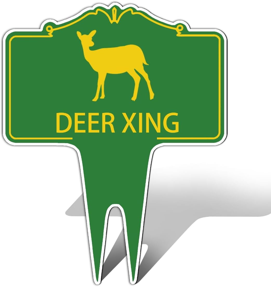 Deer Xing Crossing Sign with Stake for Farm Yard Outdoor Decor Double ...