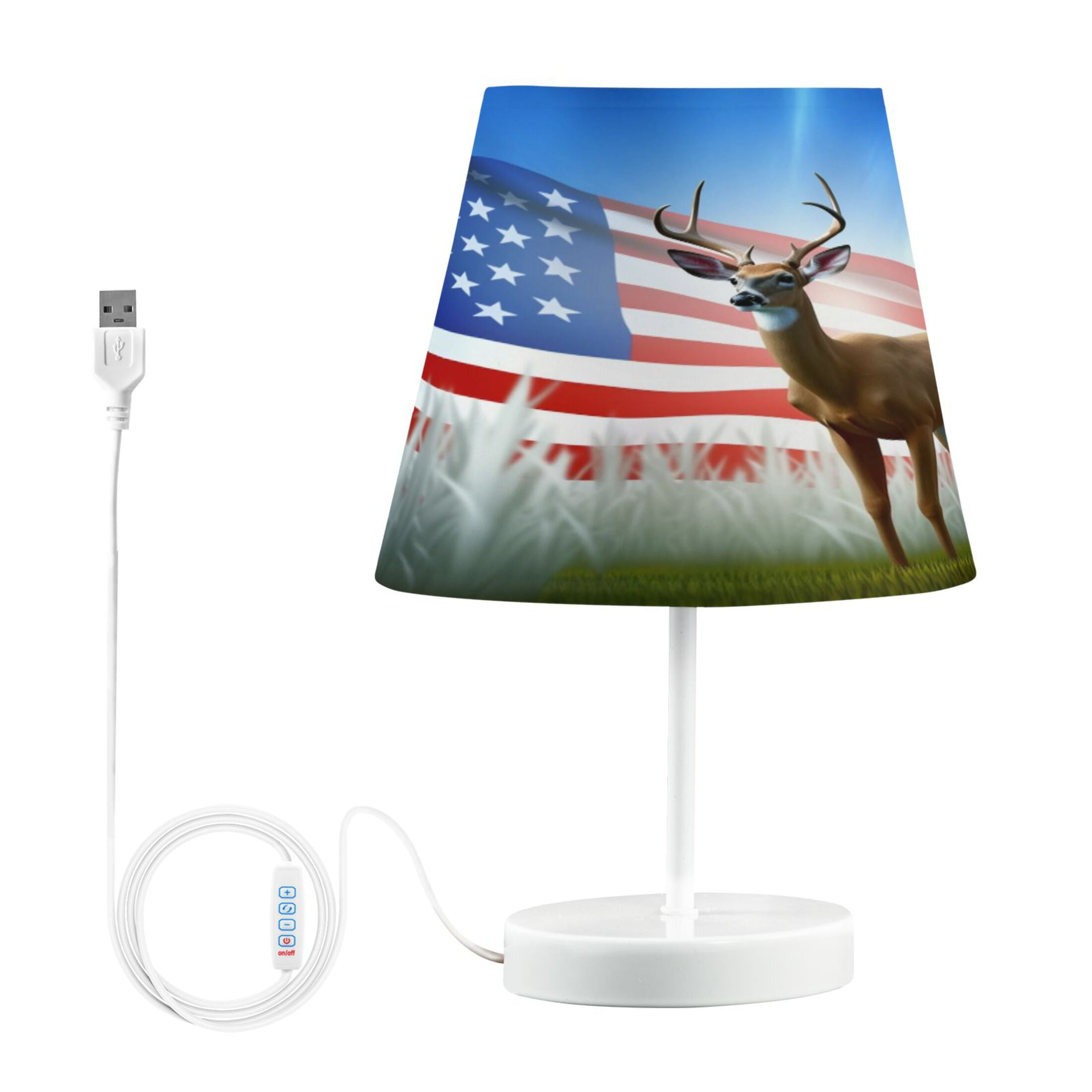 Deer and American Flag Desk Lamp LED Table Nightstand Lamps with 3 ...