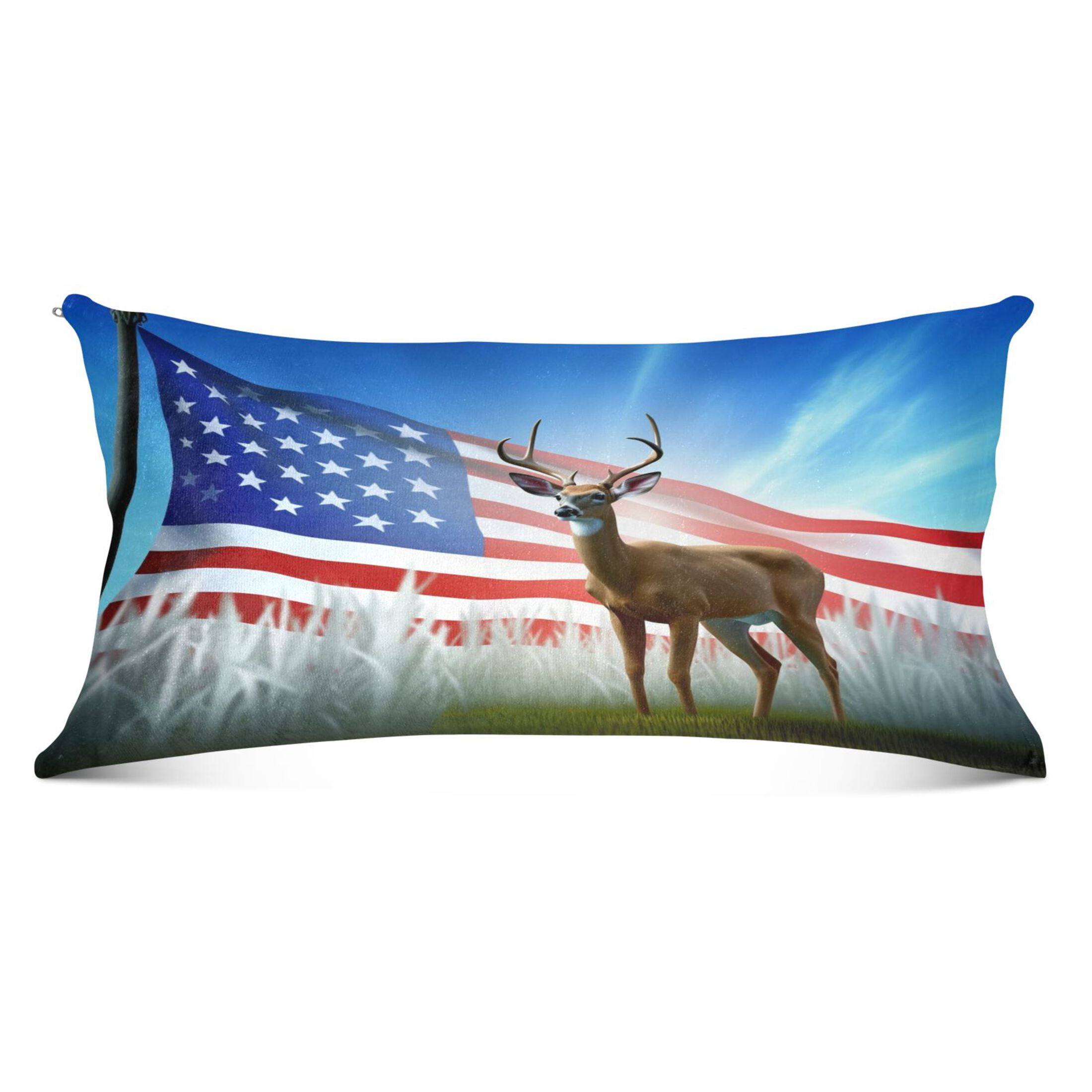 Deer and American Flag Plush Pillow Cases Body Size Ultra Soft Warm ...