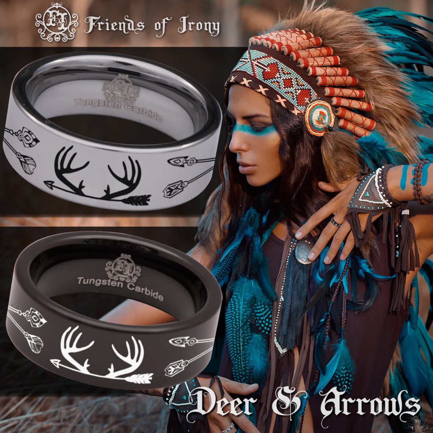 Deer and Arrows Tungsten Carbide Ring - Walmart.com