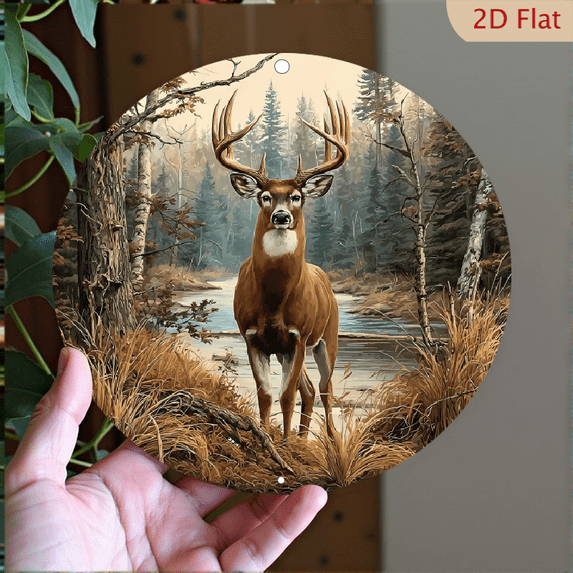 Deer in the forest Decor, 8" Round Aluminum Wall Art Sign, Metal Signs ...
