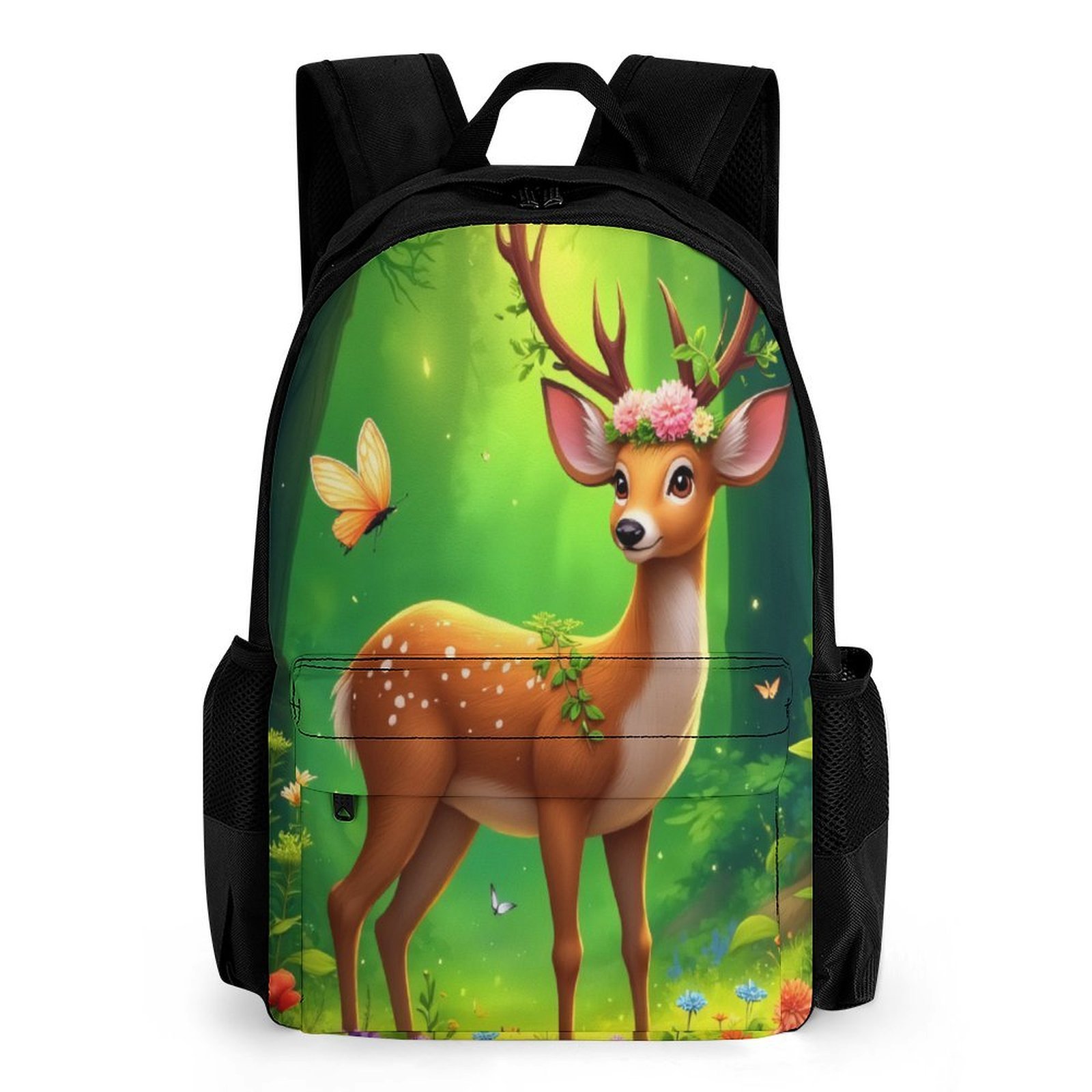 Deer in Enchanted Forest Backpack for Man Women 17inch Sport Bag Cool ...