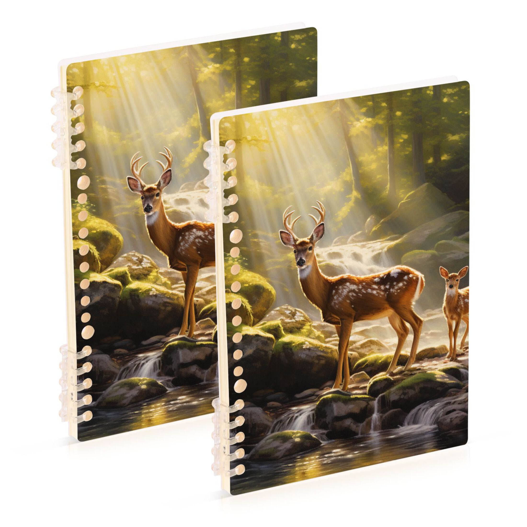 Deer in Forest 2 Pcs Spiral Notebooks 60 Sheets 120 Pages A5 Journal ...