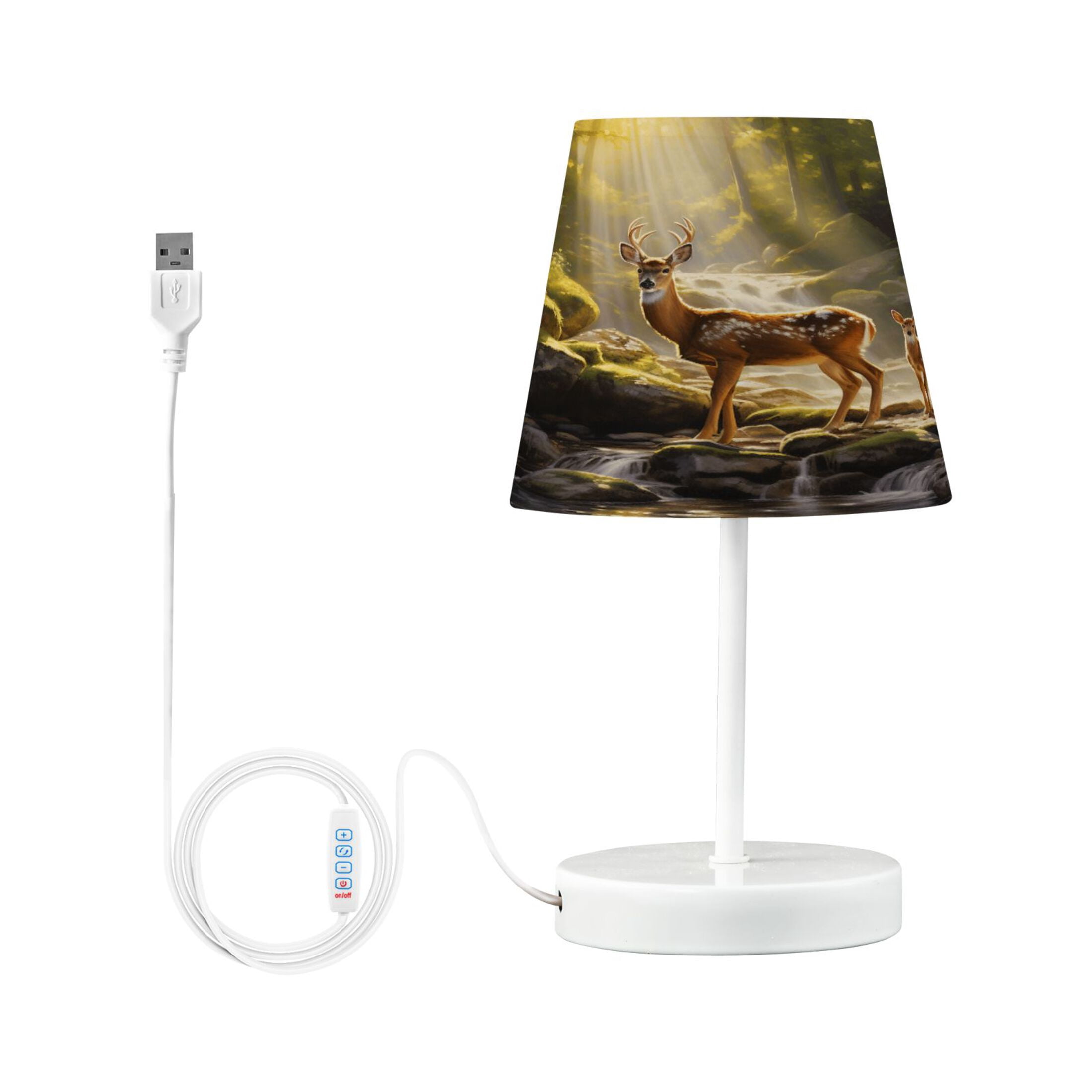 Deer in Forest Desk Lamp LED Table Nightstand Lamps with 3 Color ...