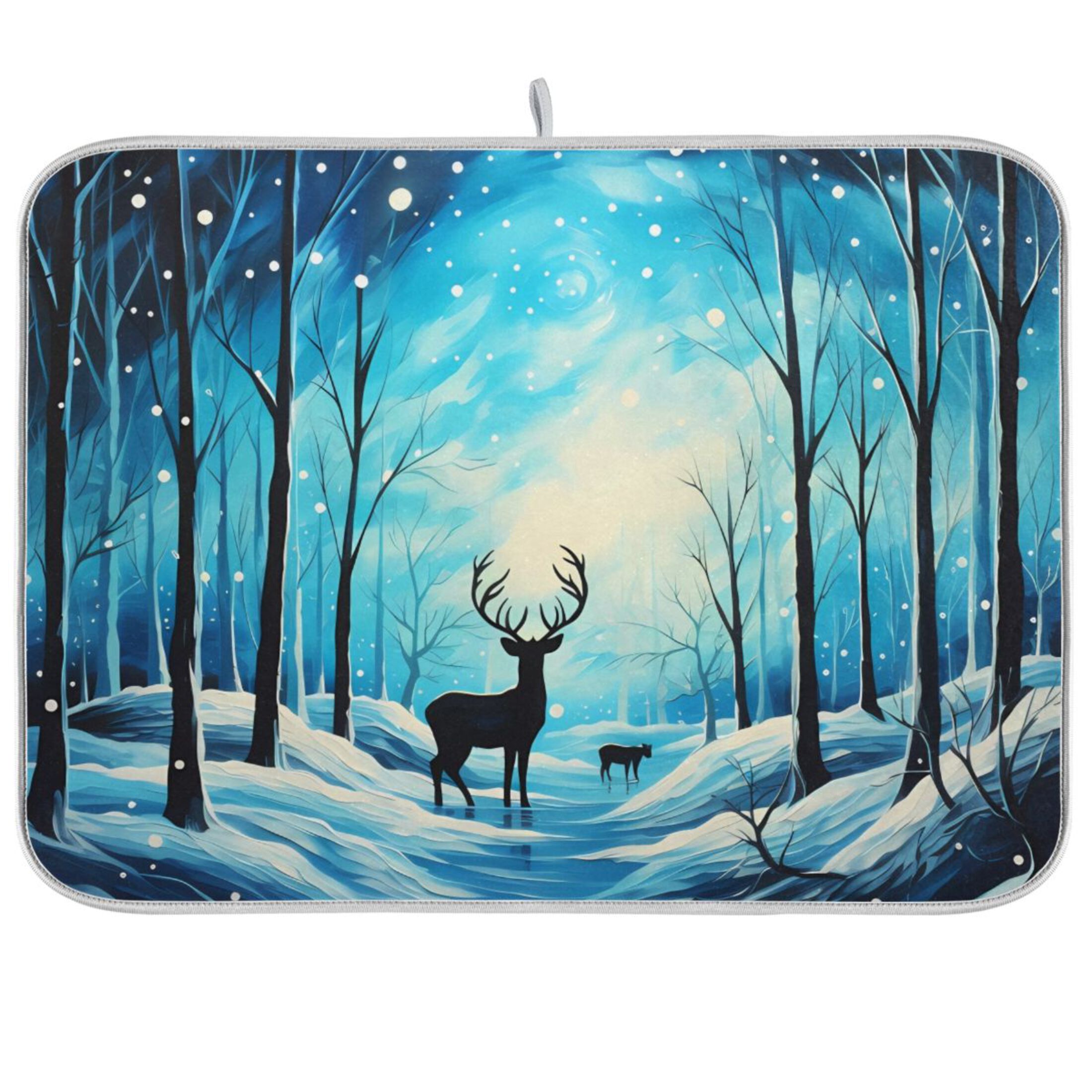 Deer in Forest Dish Drying Mat Microfiber Kitchen Pad Large Counter ...