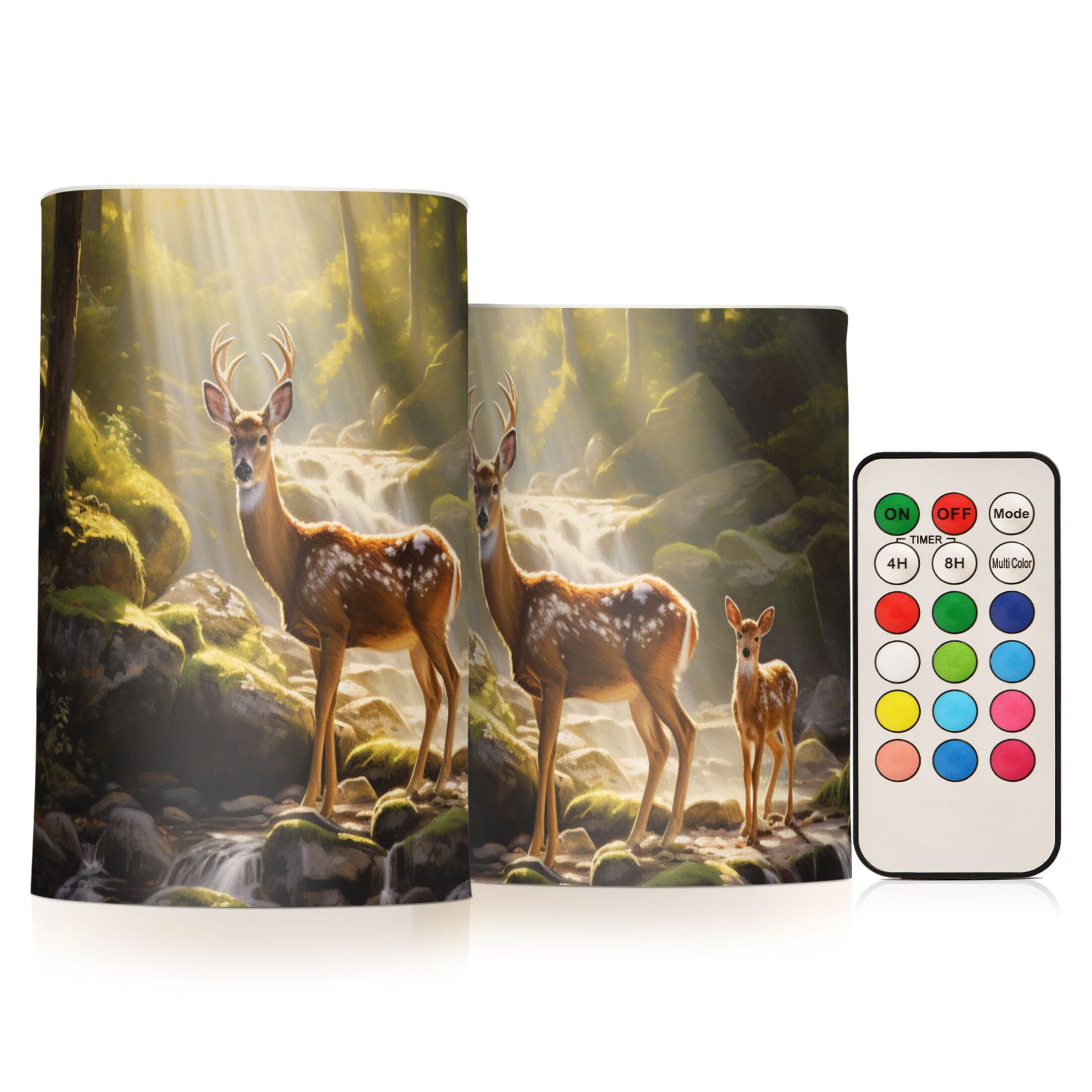 Deer in Forest Flameless Candles with Remote Timer LED Battery Operated ...