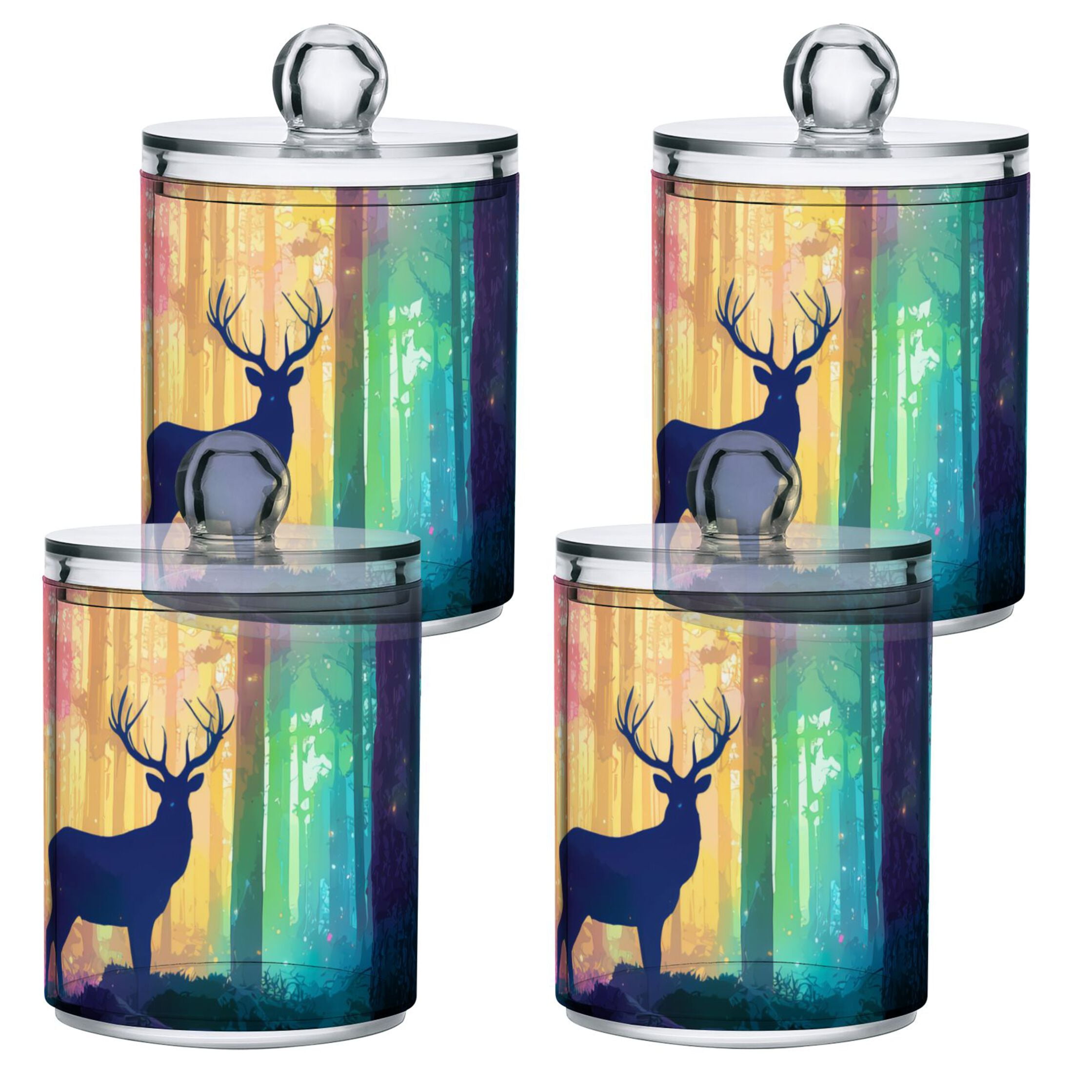 Deer in Forest with Colorful Light Translucent Plastic Cans Storage ...
